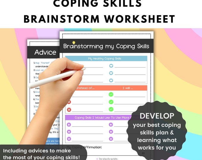 Coping Skill Worksheet Brainstorm Download Kid - Trauma Therapy - CBT ...