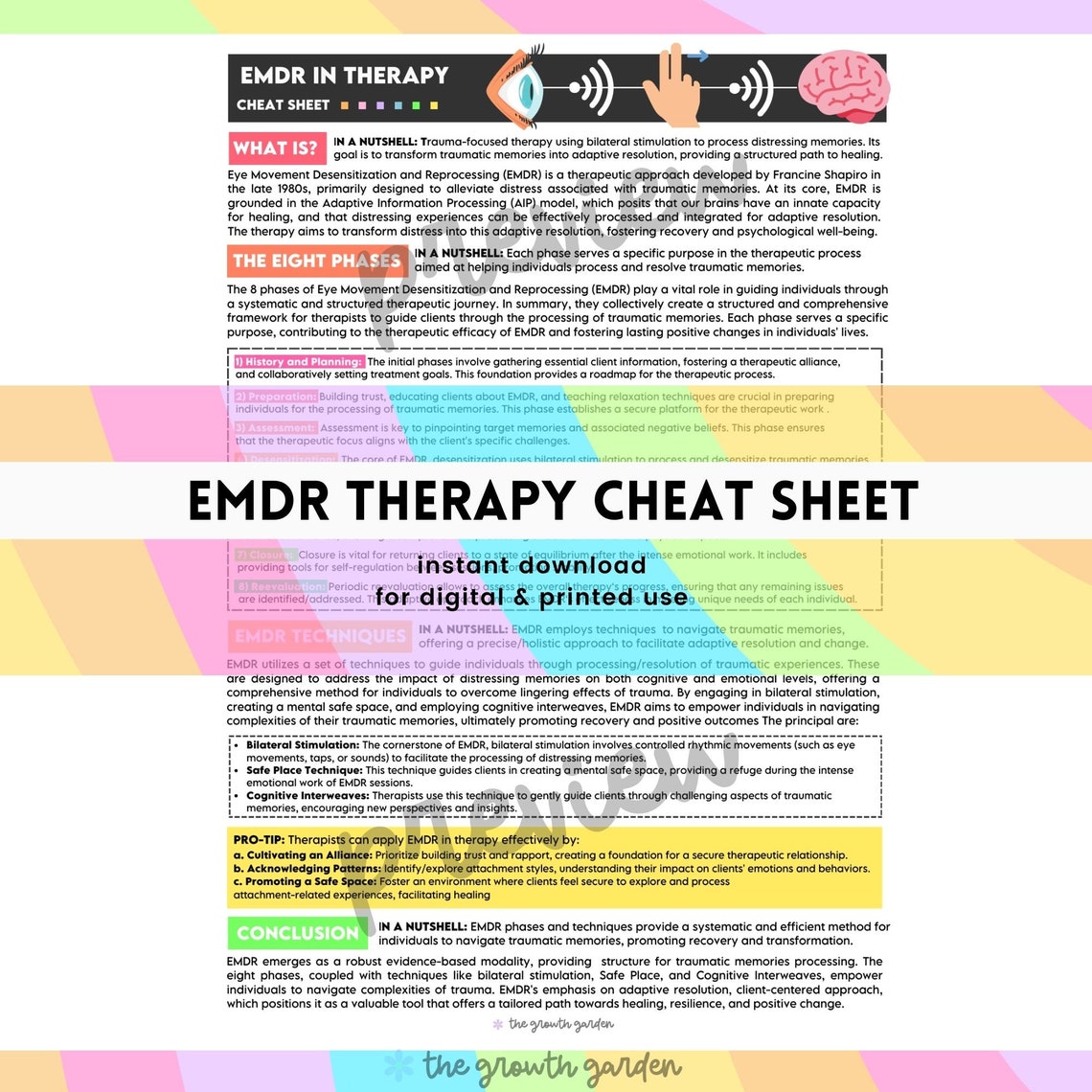 EMDR Therapy Cheat Sheet | Trauma Psychotherapy Guide for PTSD ...
