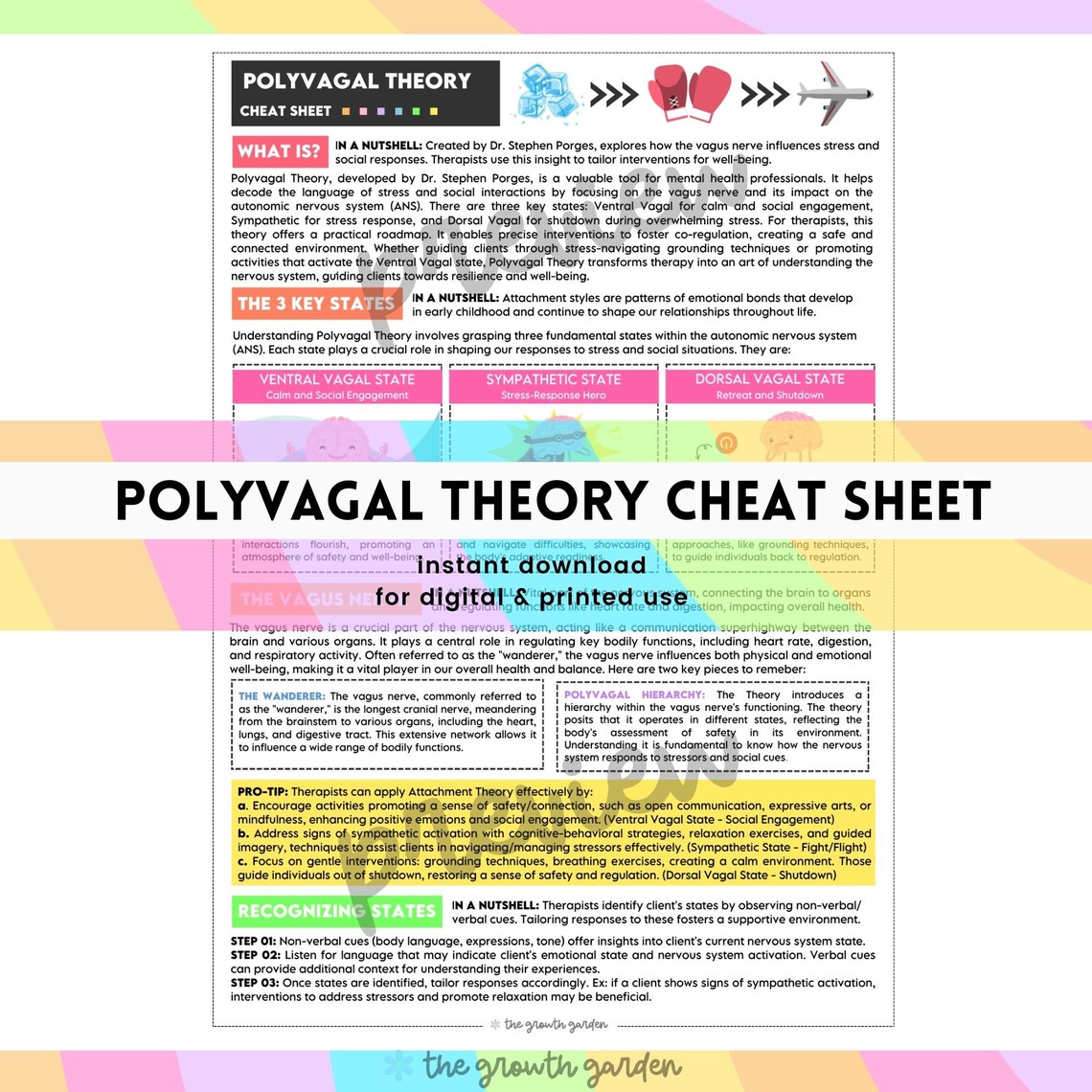Polyvagal Theory Cheat Sheet | Nervous System Regulation & Emotional ...