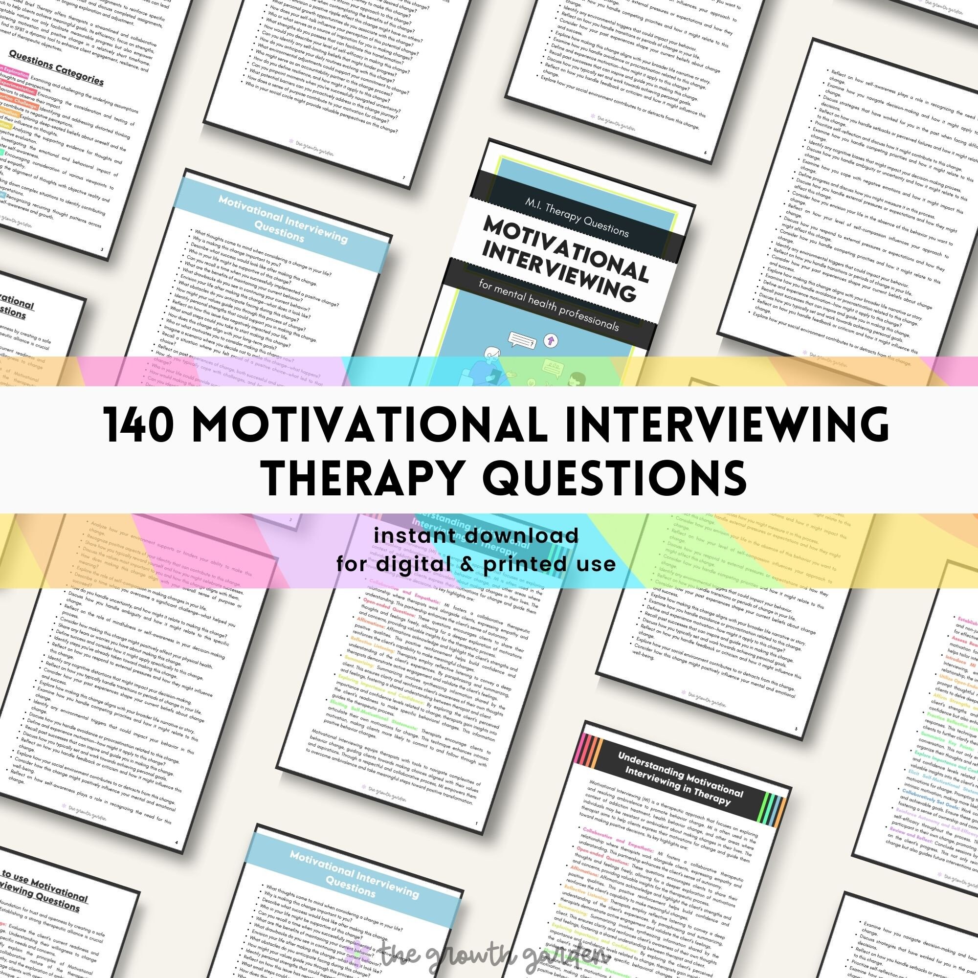 Motivational Interviewing Questions | Therapy Prompts for Counselors on ...