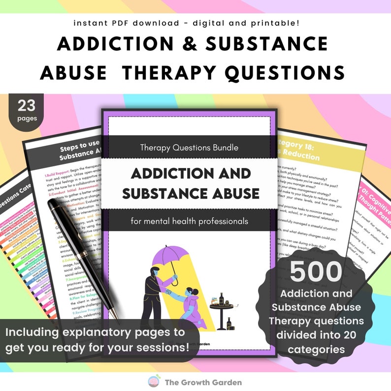 Addiction Therapy Questions Bundle, Substance Abuse, Relapse Prevention ...
