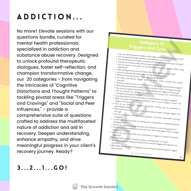 Addiction Therapy Questions Bundle, Substance Abuse, Relapse Prevention ...