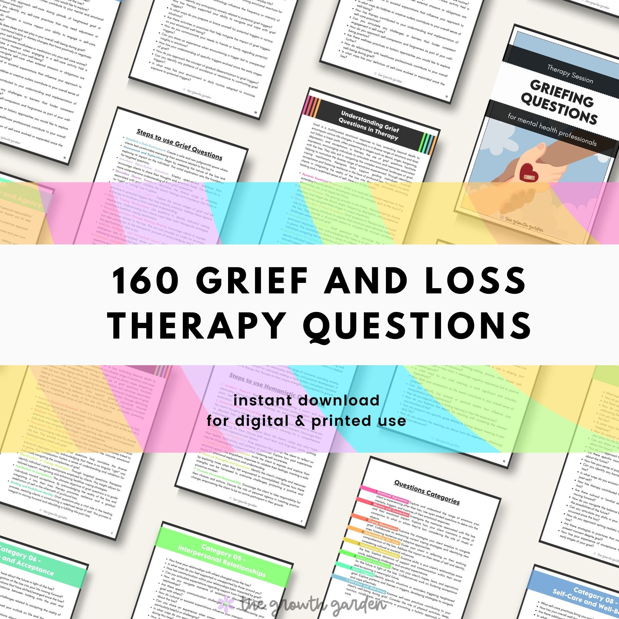 Grief Therapy Questions Bundle - Support for Loss, Healing & Coping ...