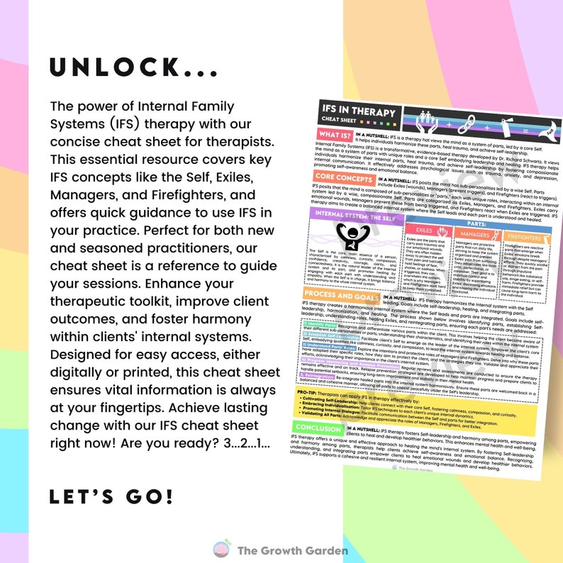 IFS Therapy Cheat Sheet | Internal Family Systems Quick Reference Tool ...