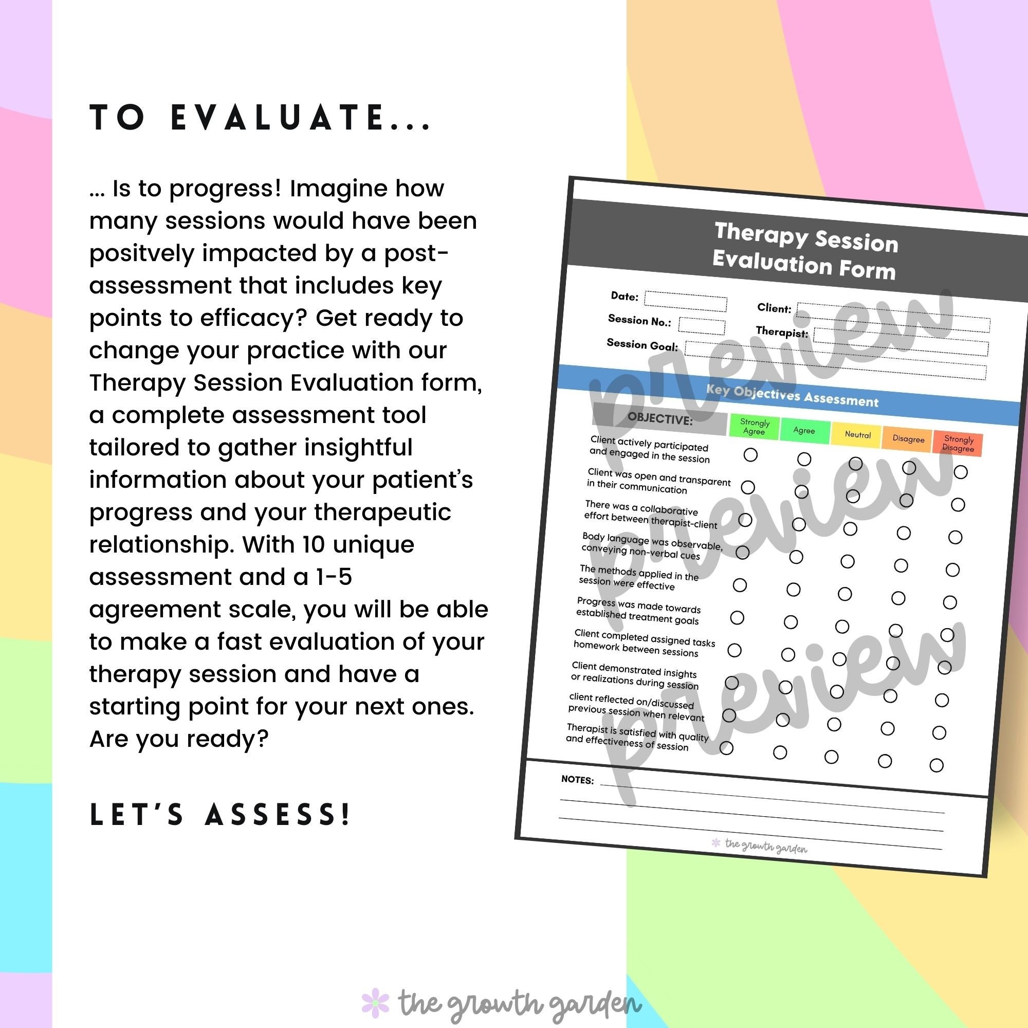Therapy Session Evaluation Form - Therapy Progress Notes - for ...