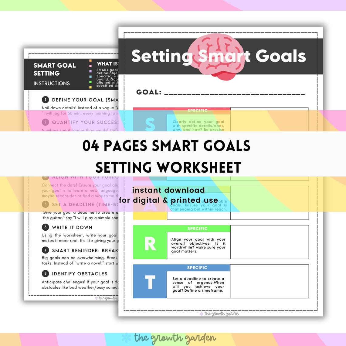 Smart Goals Setting Worksheet With Instructions SMART Goals Template ...