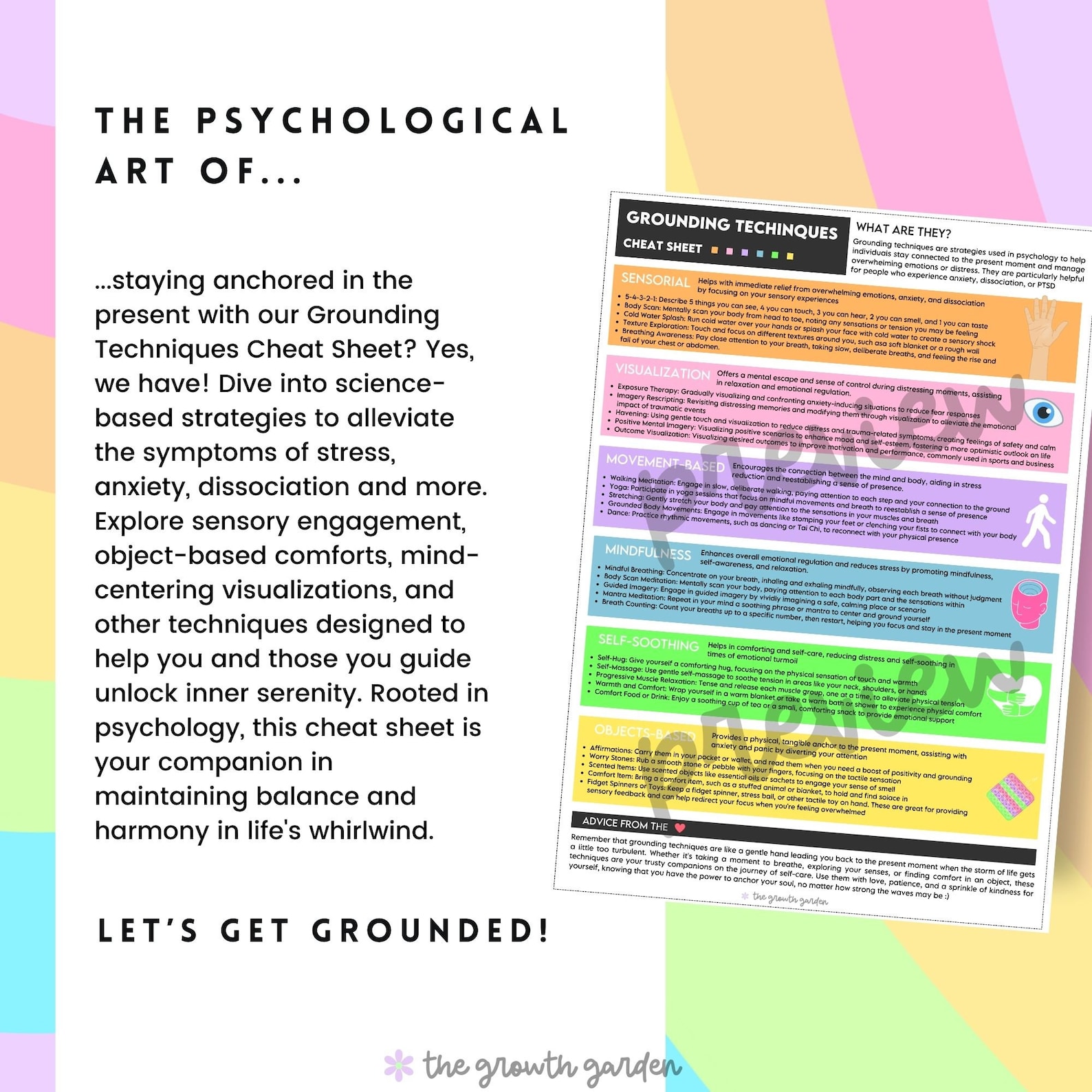 Grounding Techniques Cheat Sheet | Coping Skills for Anxiety, Trauma ...