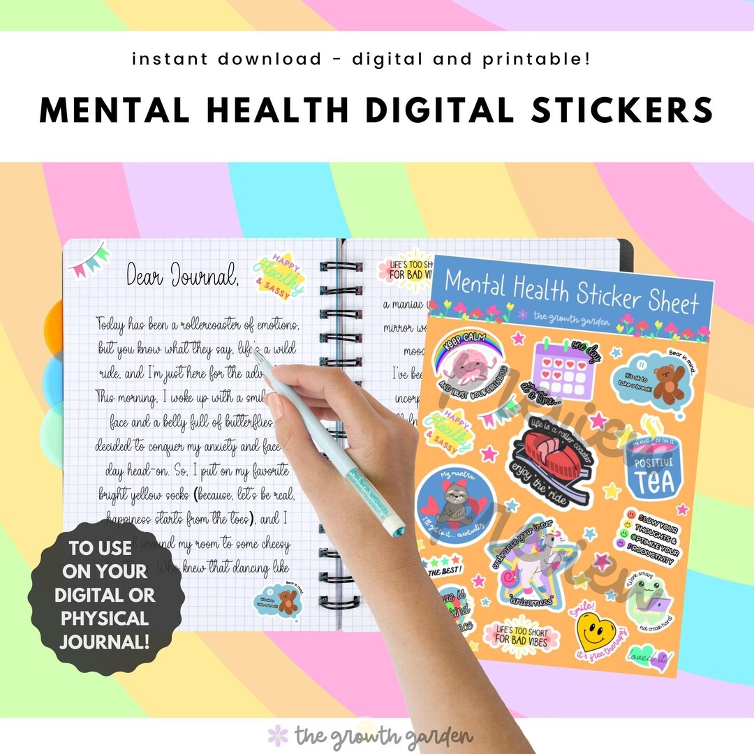 Mental Health Stickers Bundle - for Digital and Physical Journal - Etsy