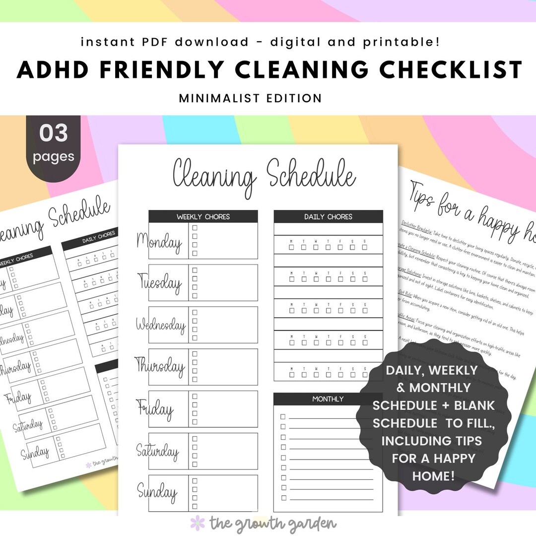 ADHD Cleaning Checklist Minimalist Edition - Etsy