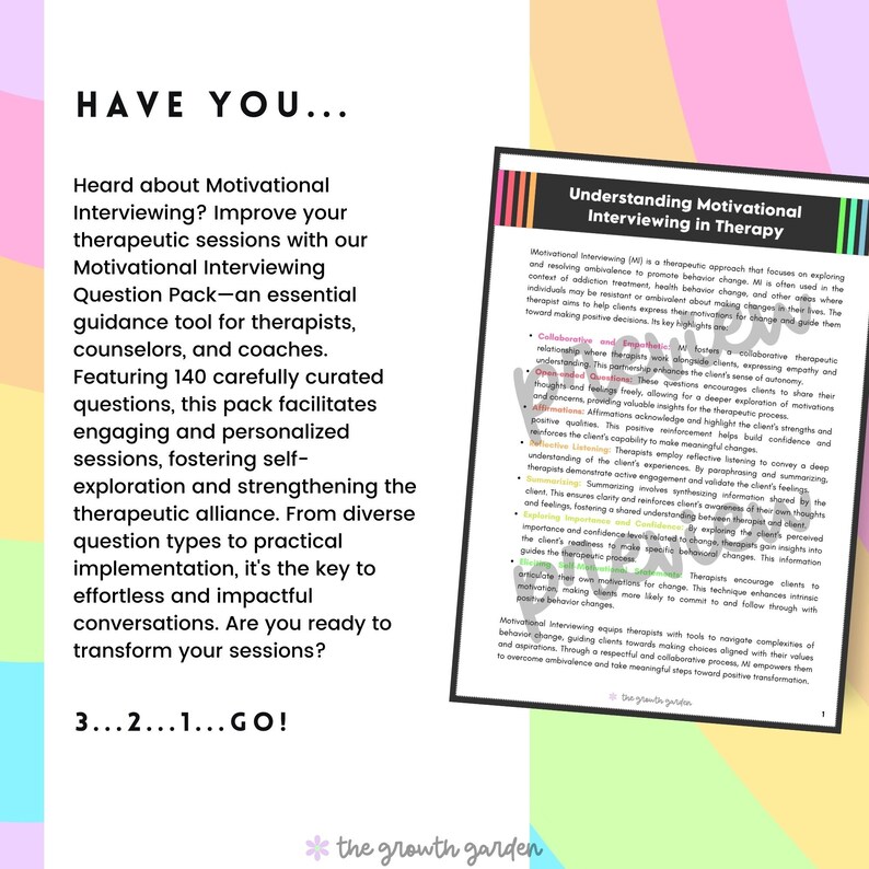 Motivational Interviewing Questions | Therapy Prompts for Counselors on ...