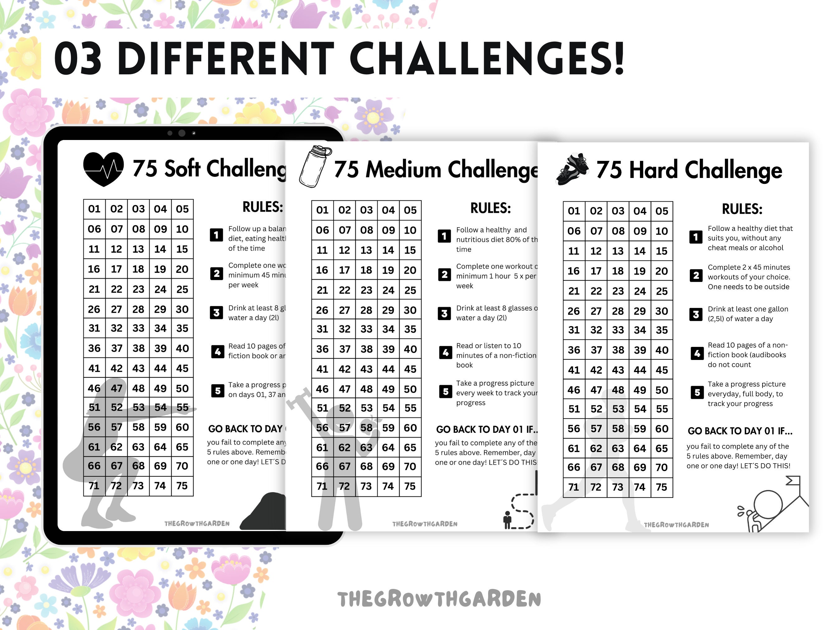 75 Hard Medium and Soft Challenge Minimalist Version Bundle - Etsy