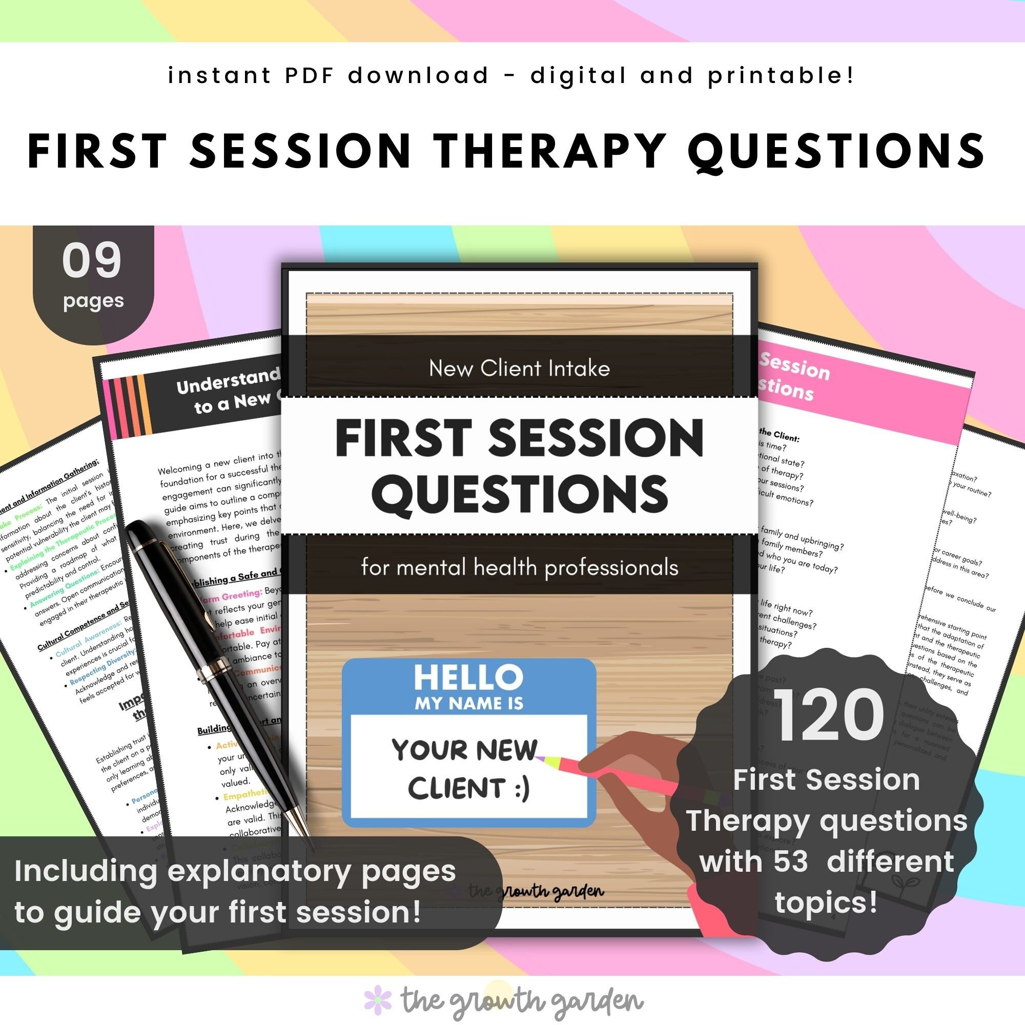 Therapy Intake | First Session Questions & Counseling Tools for Client ...