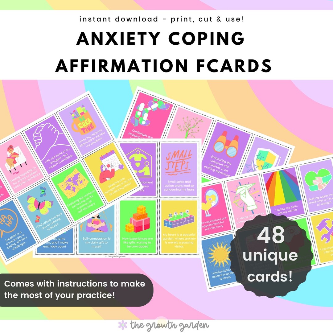 Anxiety Coping Affirmation Cards - Anxiety Coping Cards, Anxiety ...