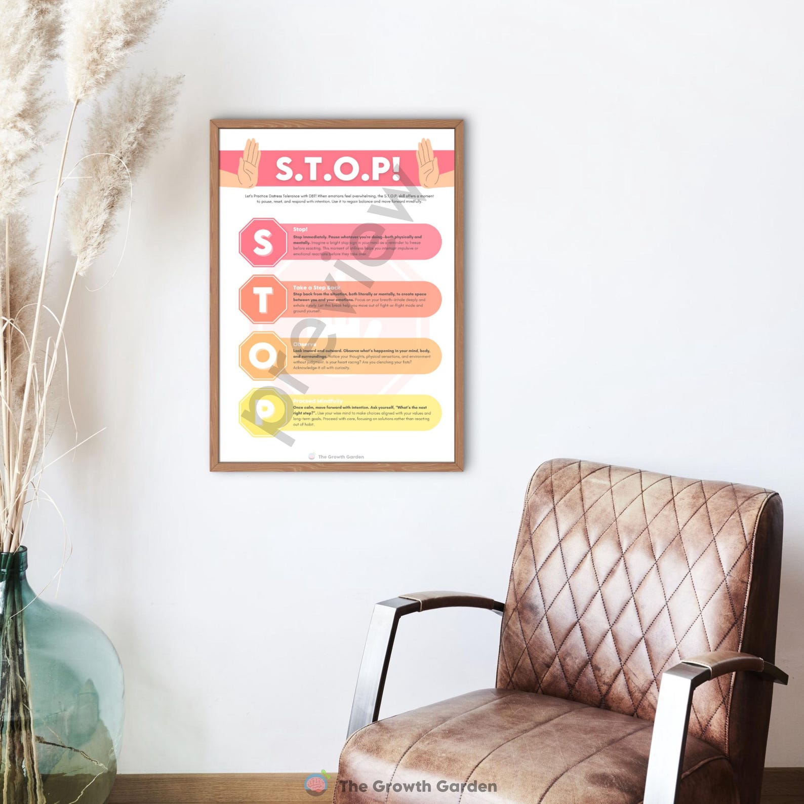 DBT Skill Handout | STOP Distress Tolerance Poster & Counseling Tool ...