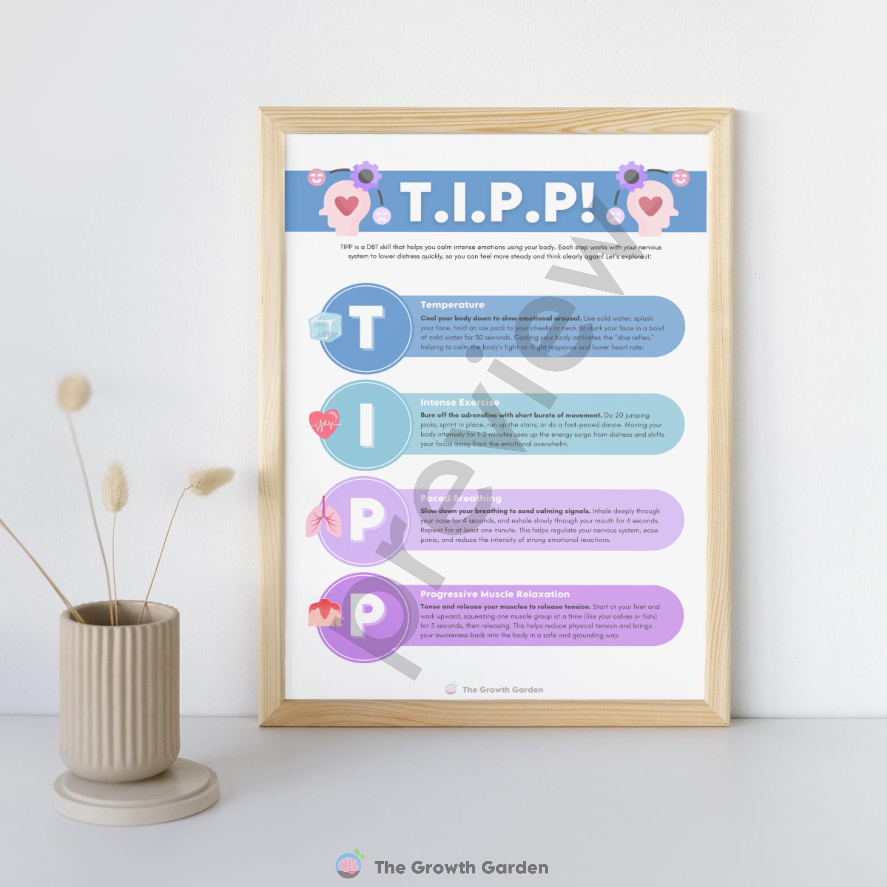 TIPP DBT Skills Handout | Emotion Regulation Poster & Coping Tool for ...