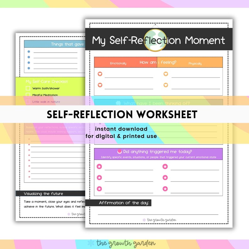 Self-reflection Worksheet - Therapeutic Reflection - Self-discovery ...