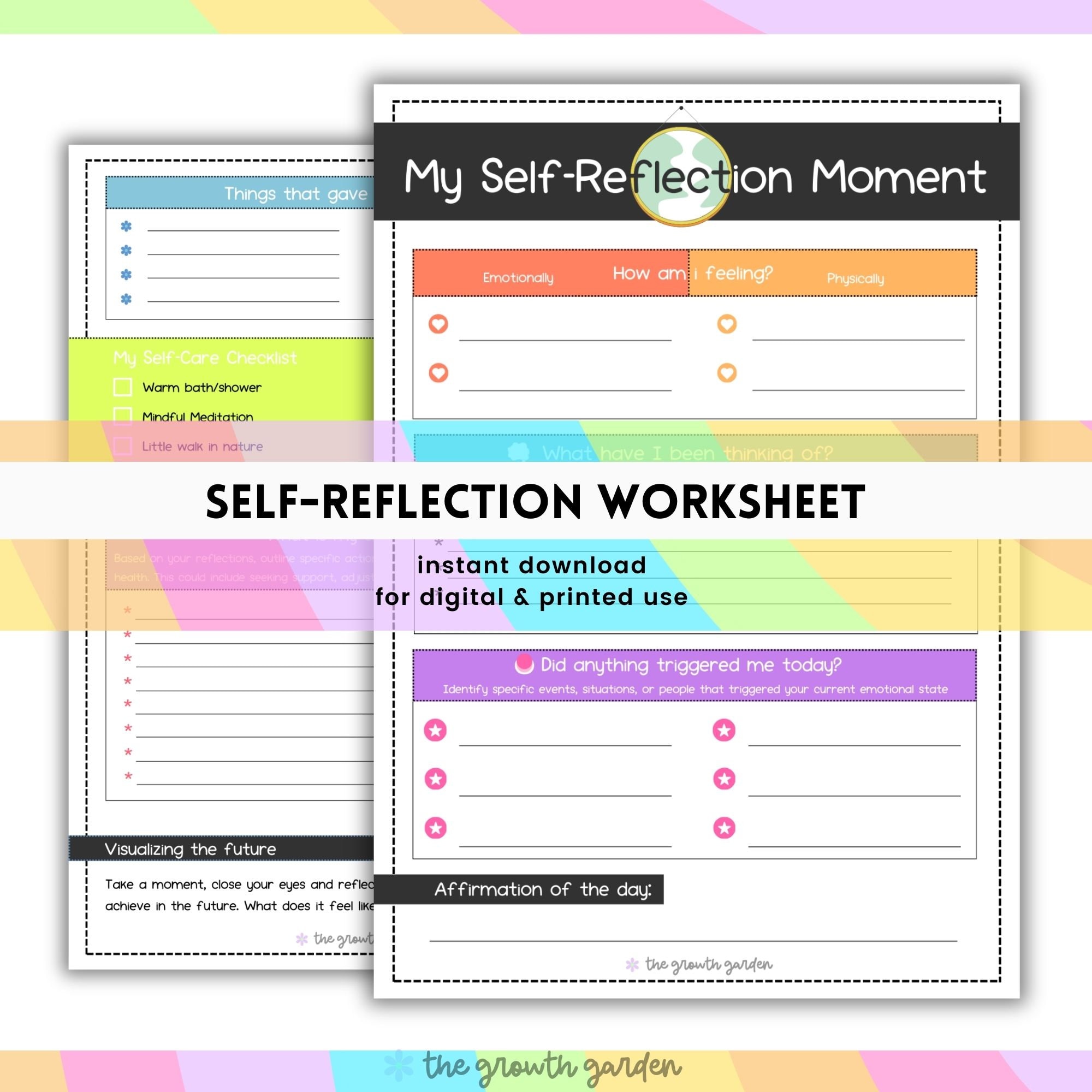 Self-reflection Worksheet - Therapeutic Reflection - Self-discovery ...
