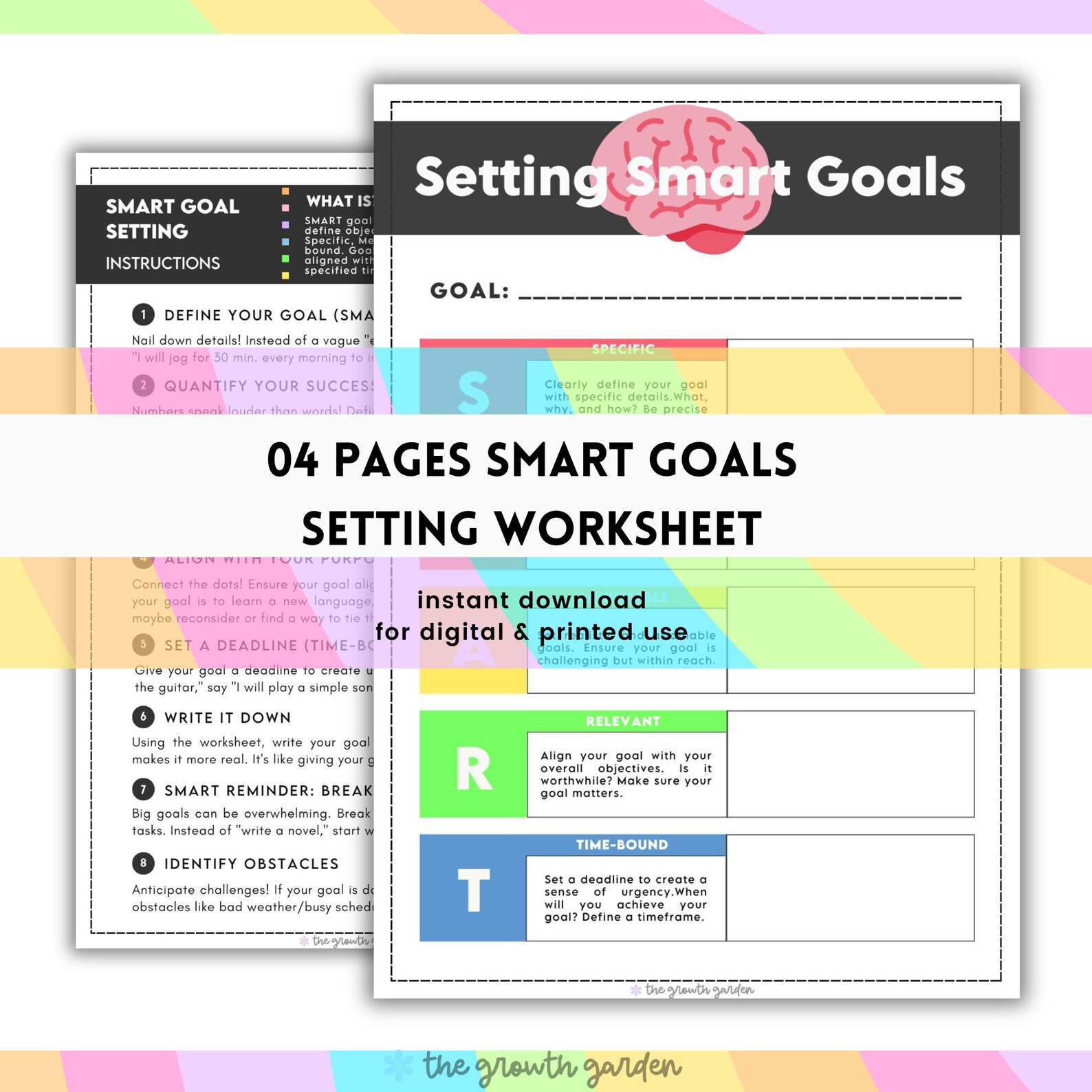 SMART Goals Worksheet | Goal Setting Therapy Tool With Instructions for ...