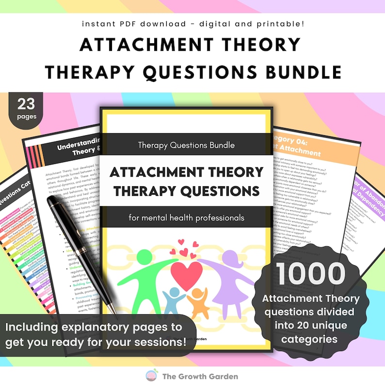 Attachment Theory Therapy Questions Pack - Explore Attachment Styles, Emotional Regulation ...