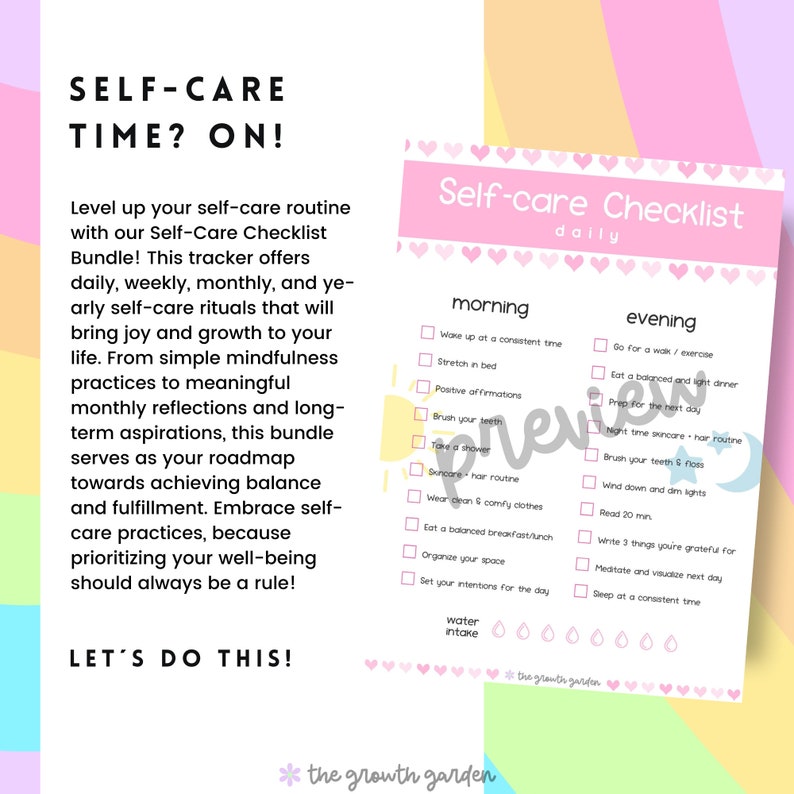 ADHD Self Care Checklist Bundle - Daily, Weekly, Monthly & Yearly Self ...