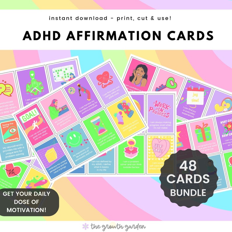 ADHD Affirmation Cards - Neurodivergent Affirmations - Etsy Canada