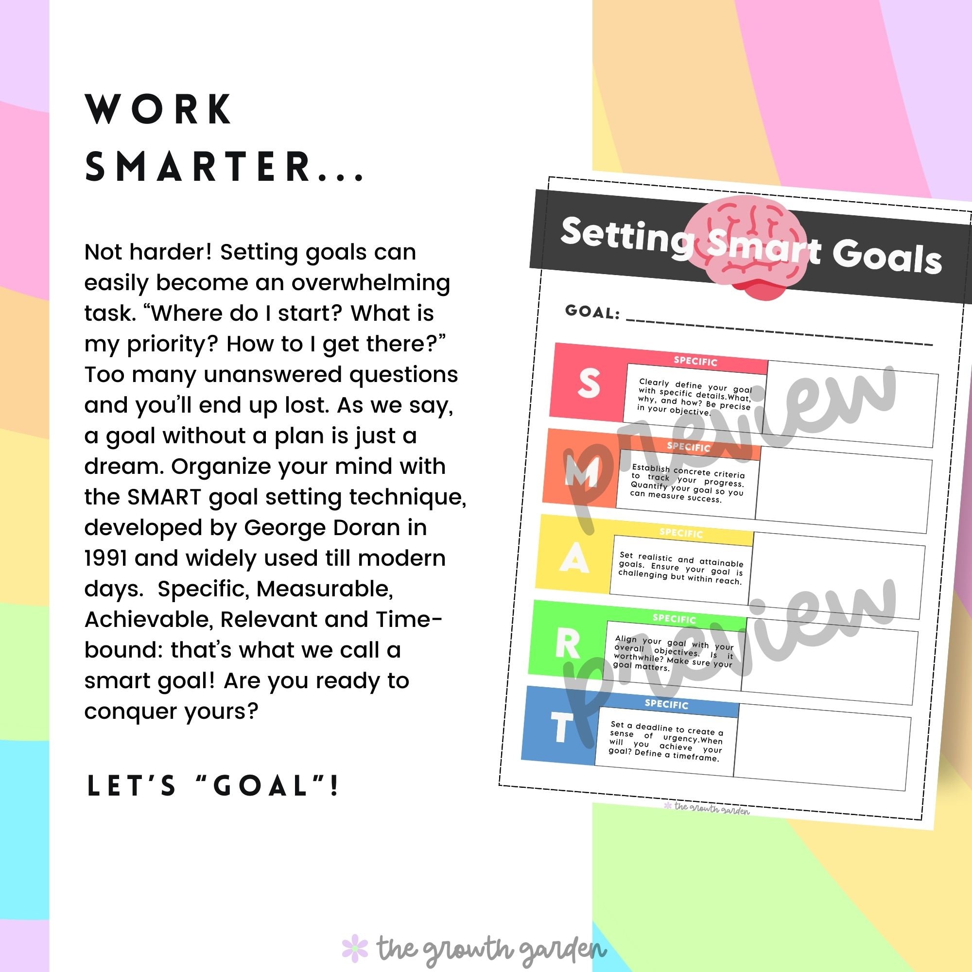 Smart Goals Setting Worksheet With Instructions SMART Goals Template ...