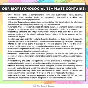 Biopsychosocial Assessment Template for Therapists — Fillable Therapy ...