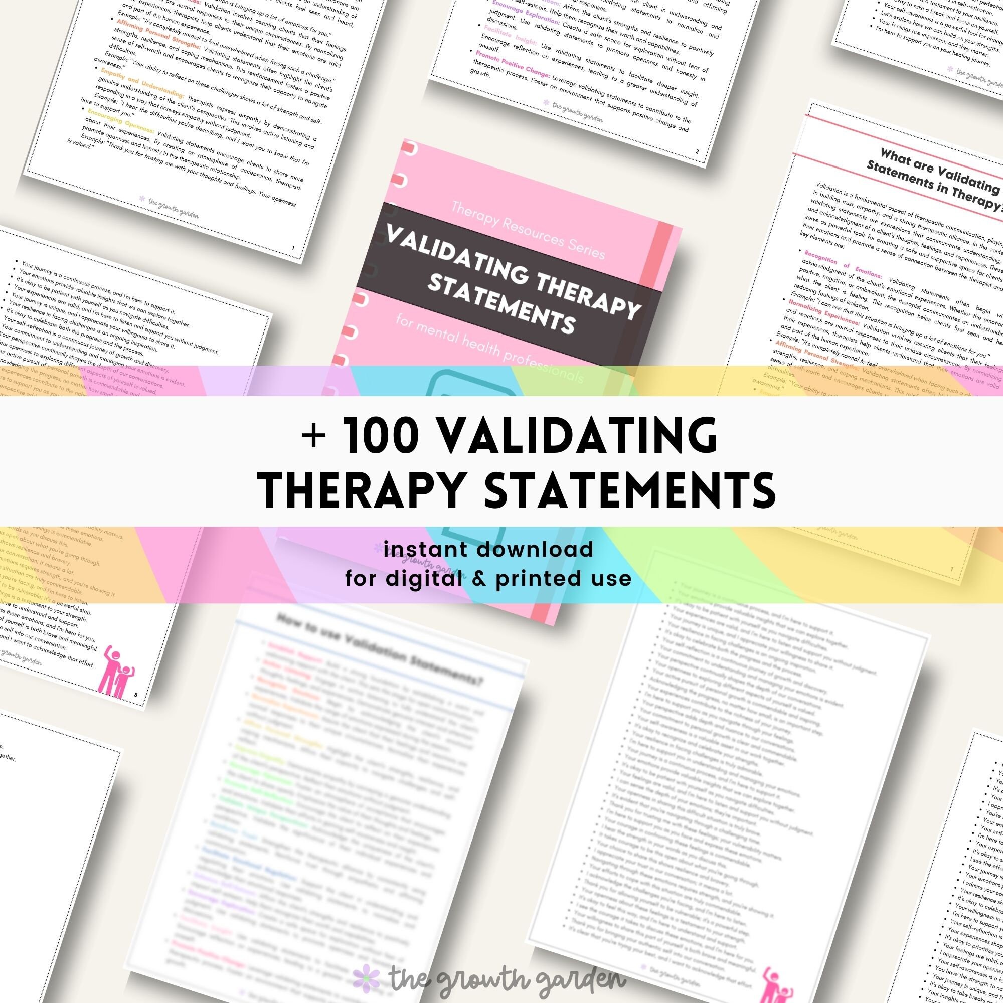 Validating Therapy Statements | Client Interventions & Counseling Tools ...
