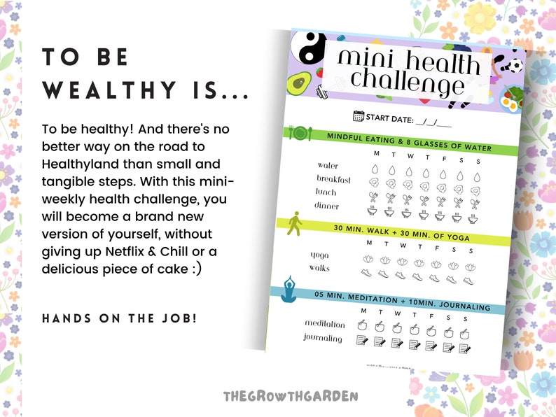 Mini Health Challenge Weekly Healthy Log Including Meals - Etsy