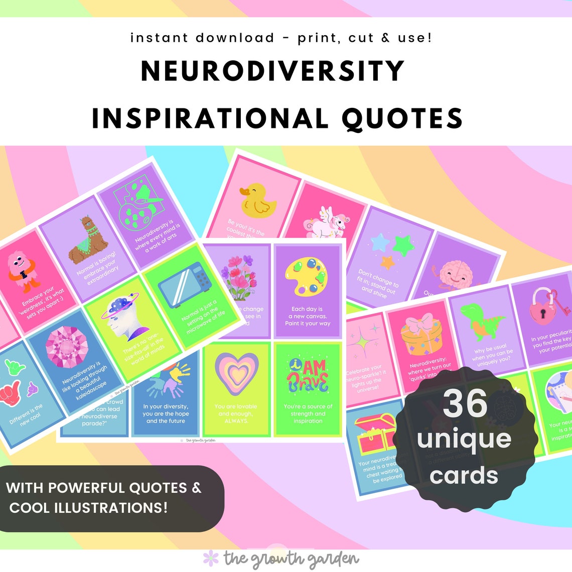 Neurodiversity Inspirational Quotes - Neurodivergent Affirmation Cards ...