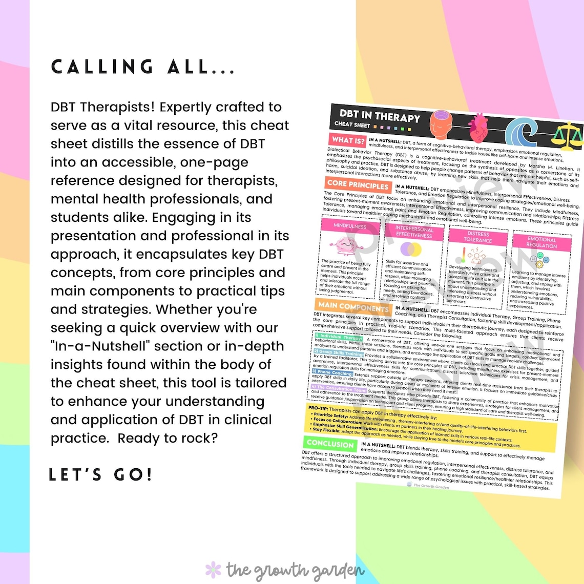 DBT Approach Cheat Sheet Therapy Psychoeducation Mindfulness ...