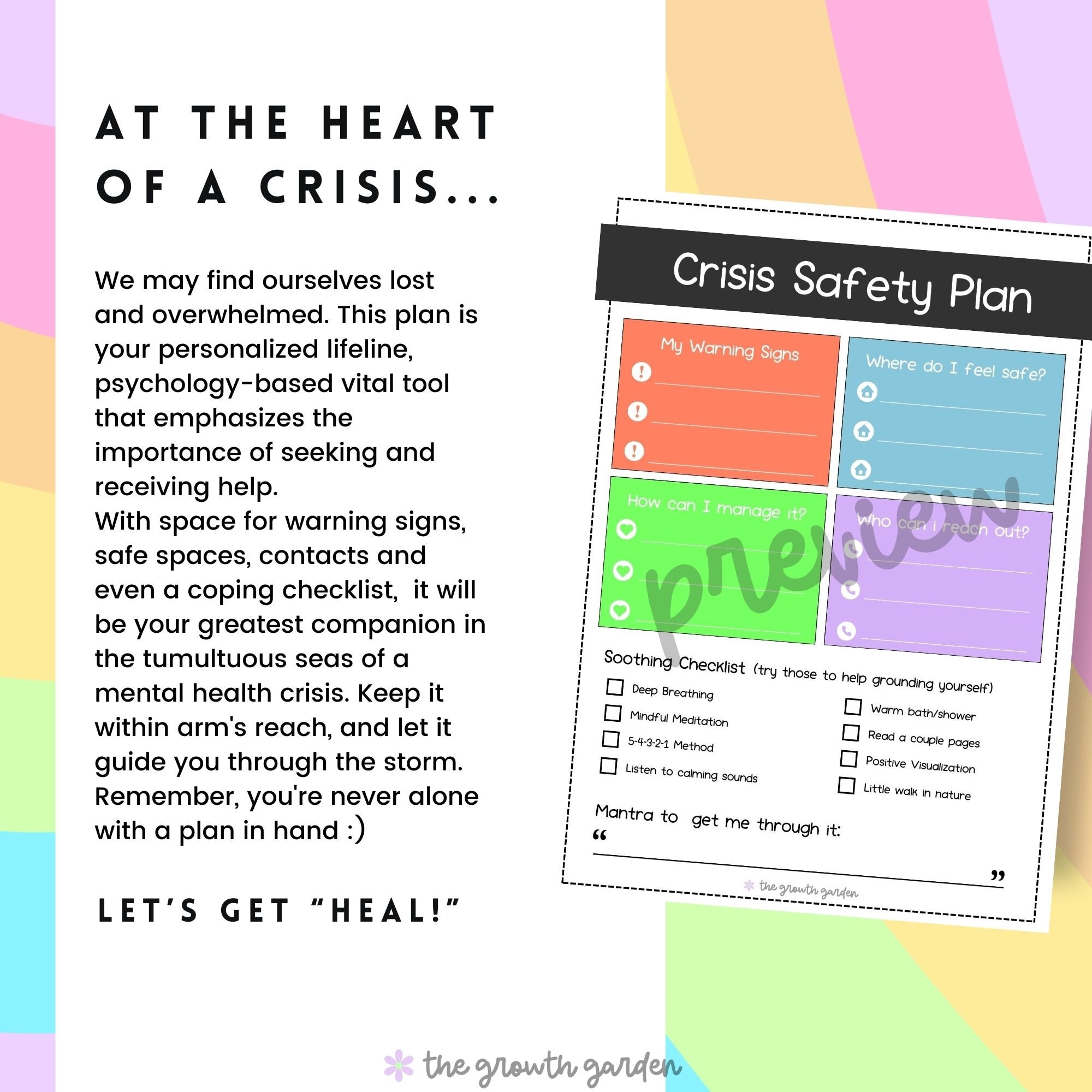 Crisis Safety Plan - Mental Health Crisis Resource - Etsy