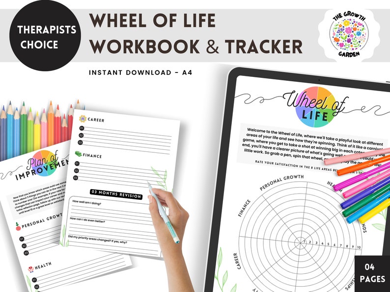 Wheel of Life Workbook & Tracker, Life Assesment Self-improvement ...