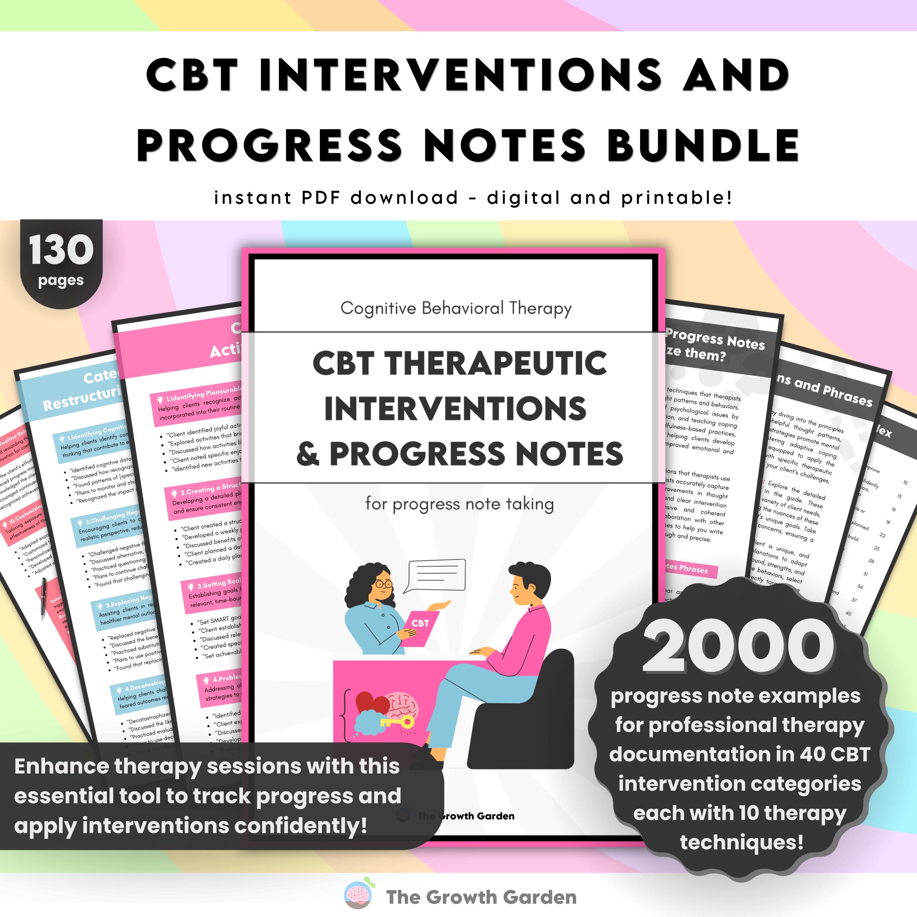 CBT Progress Notes and Interventions Guide | Therapy Tools for Session ...
