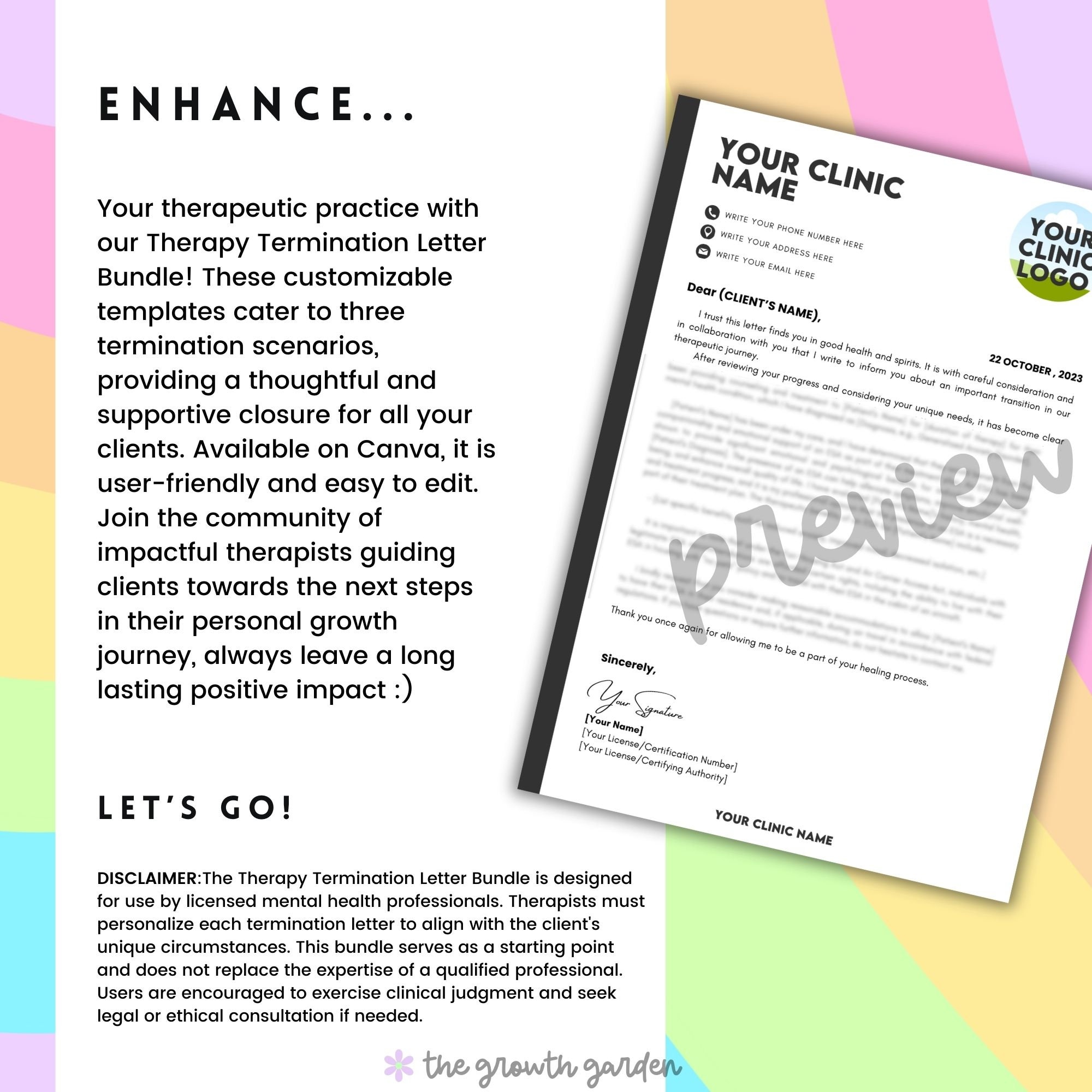 Therapy Termination Letter Templates | Editable Forms for Counselors ...