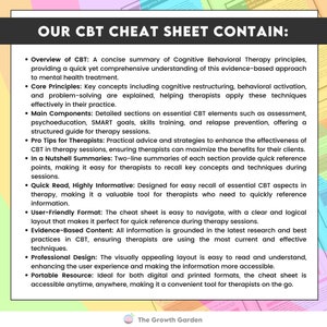 CBT Therapy Cheat Sheet Psychoeducation - Cognitive Restructuring ...