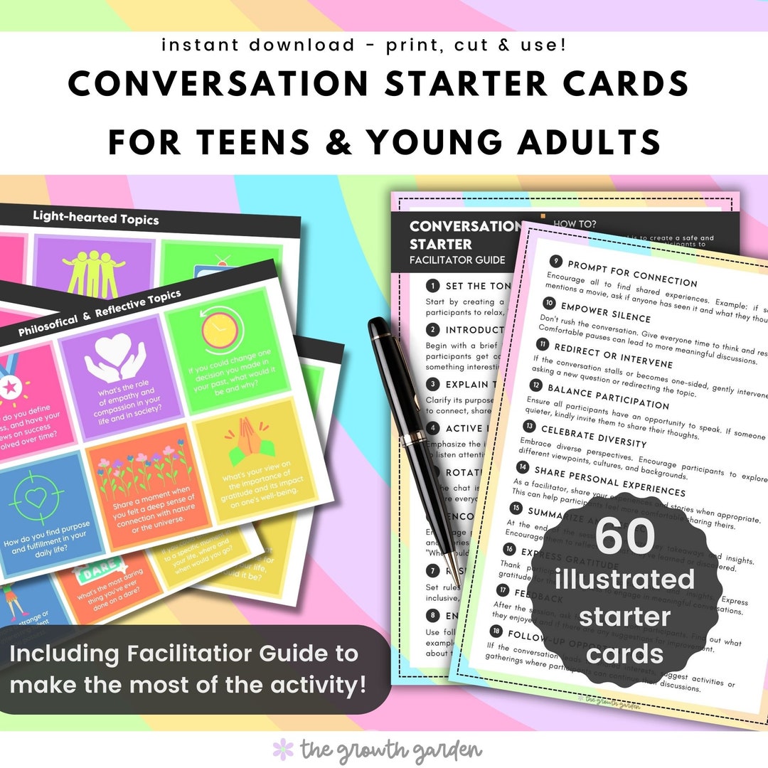Conversation Starter Cards for Teens and Young Adults - Group Therapy ...