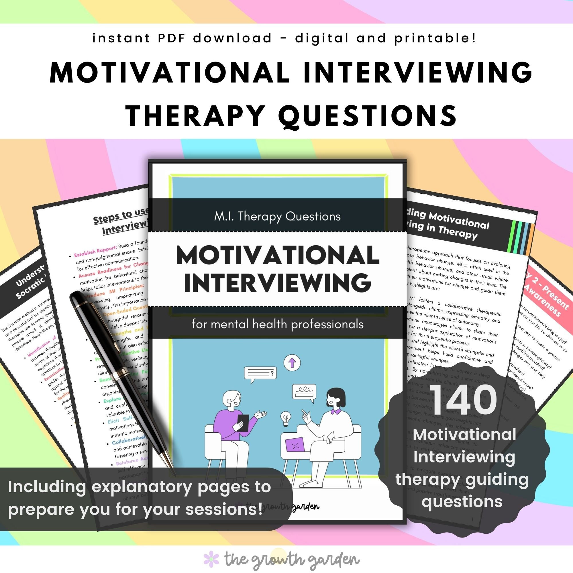 Motivational Interviewing Questions | Therapy Prompts for Counselors on ...