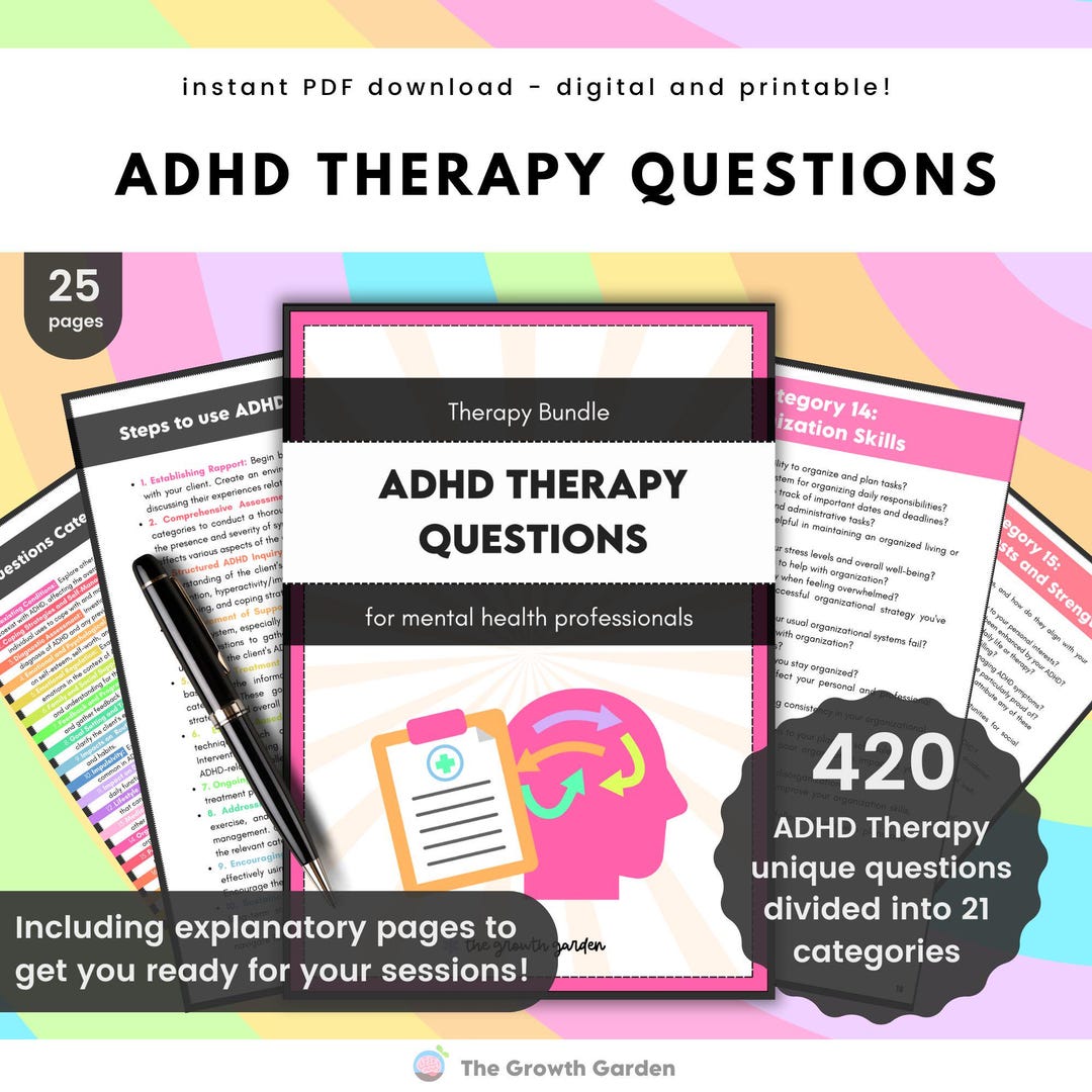 ADHD Therapy - Questions Bundle, Coping Strategies, Diagnosis ...