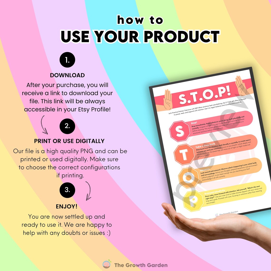 DBT Skill Handout | STOP Distress Tolerance Poster & Counseling Tool ...