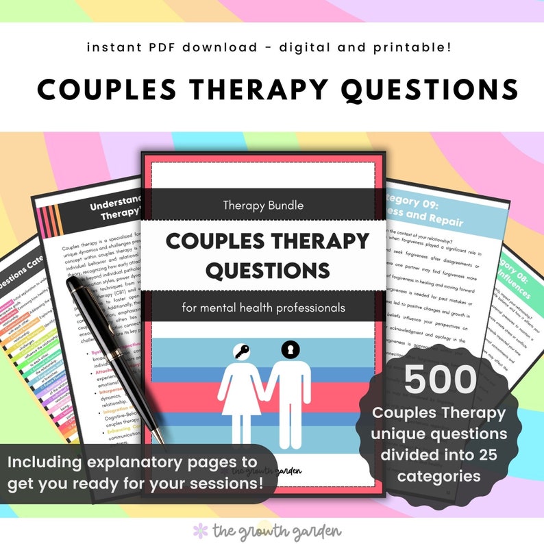Couples Therapy Questions Bundle Marriage Counseling Session Questions ...