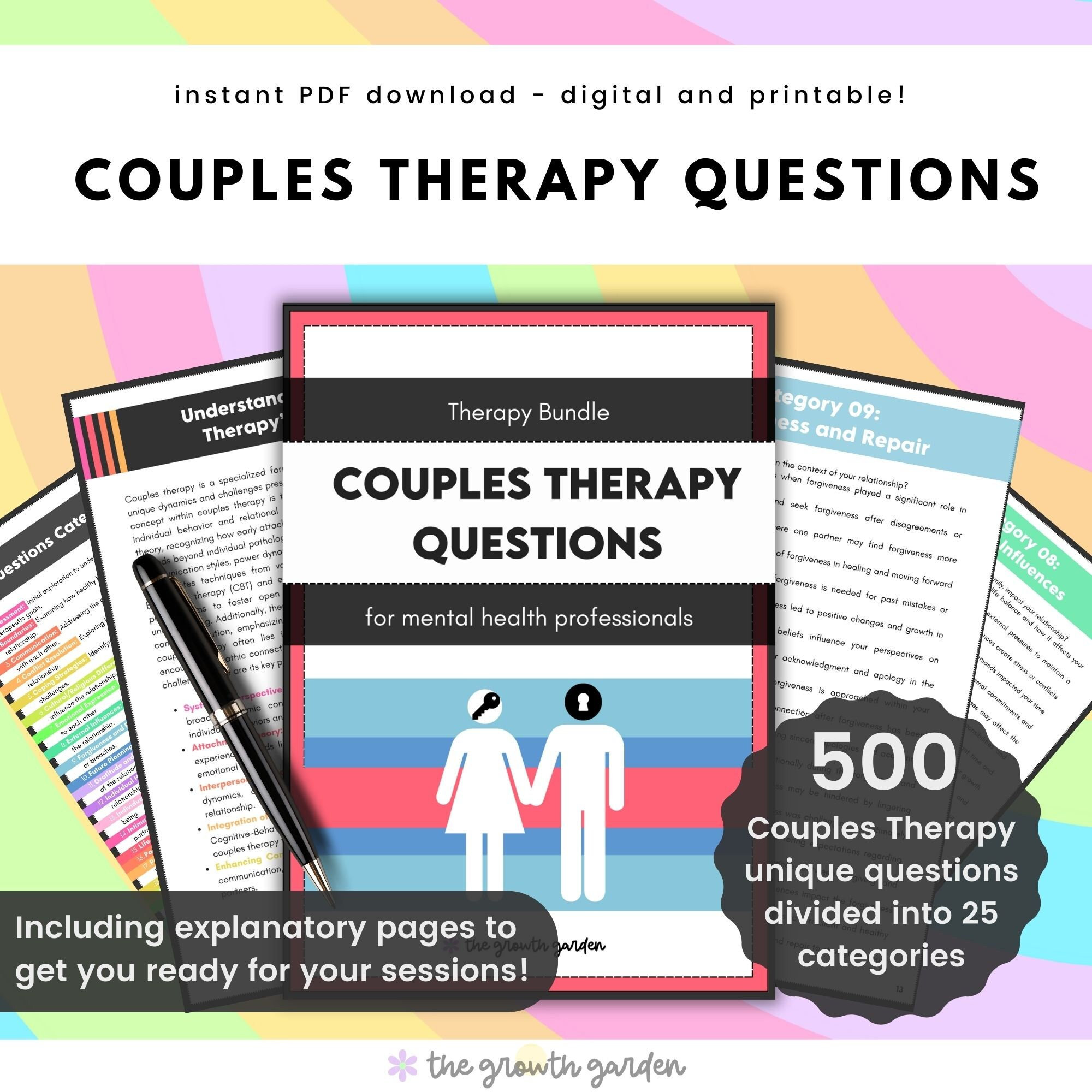 Couples Therapy Questions Bundle Marriage Counseling Session Questions ...