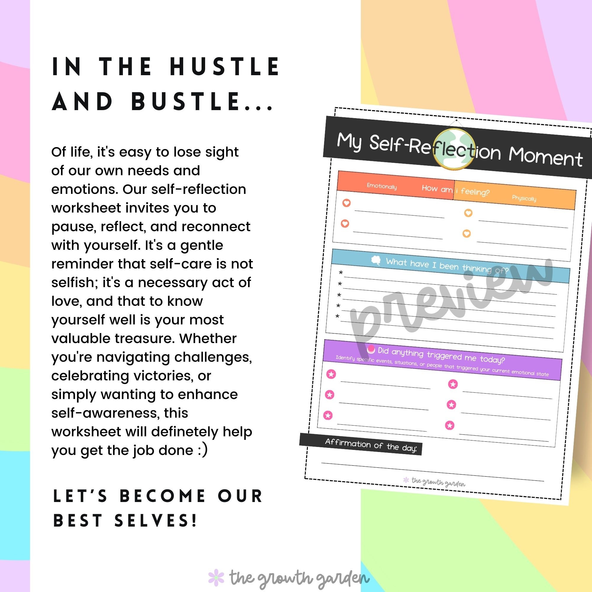 Self-reflection Worksheet - Therapeutic Reflection - Self-discovery ...