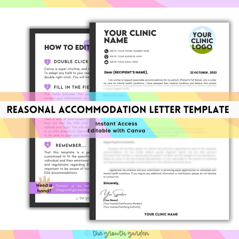 Reasonable Accommodation Letter Template for Therapists and Mental ...
