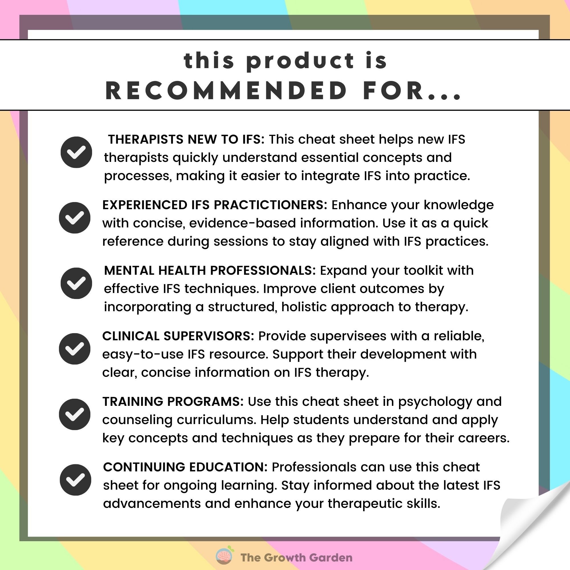 IFS Therapy Cheat Sheet | Internal Family Systems Quick Reference Tool ...