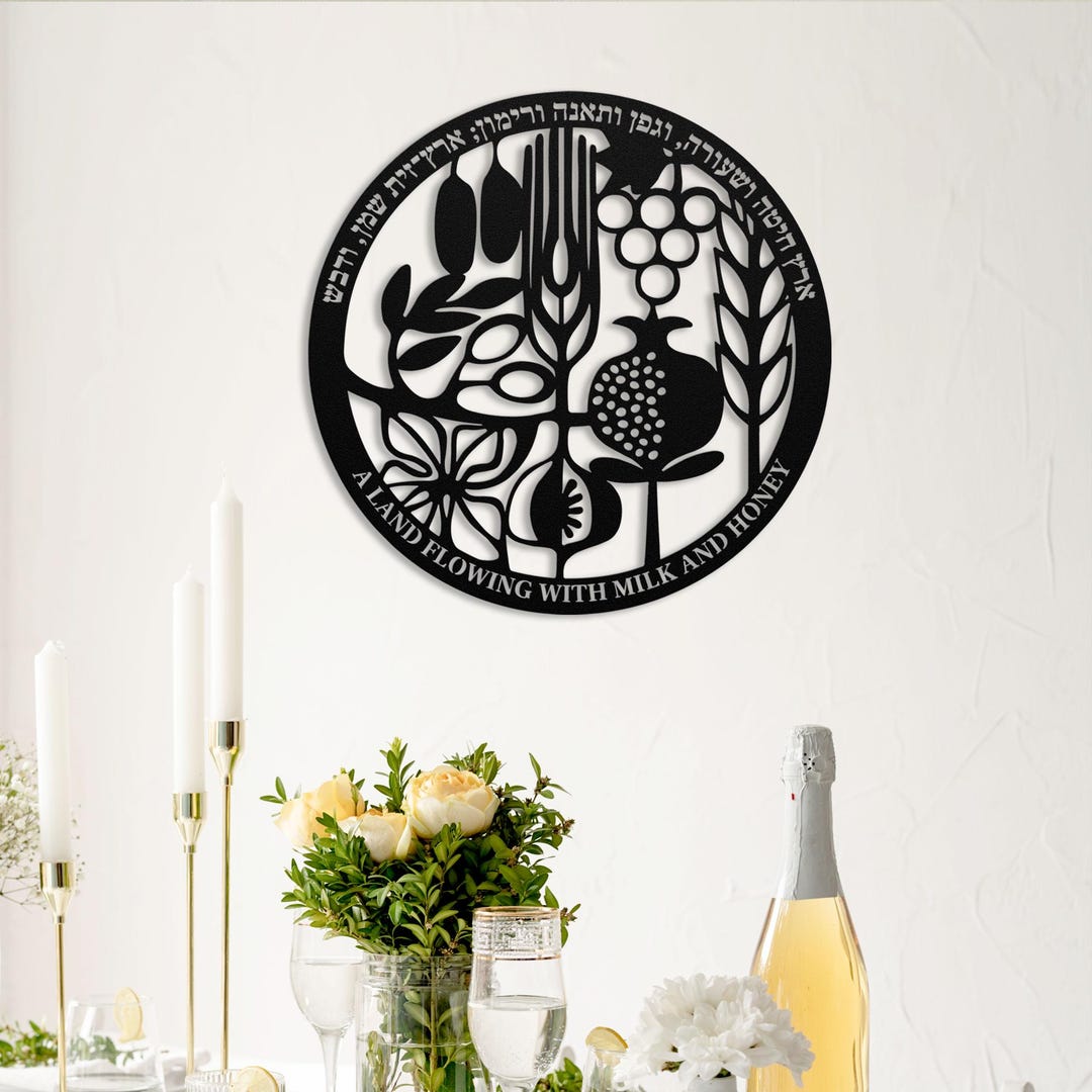 Seven Species Metal Wall Art | Shivat Haminim | Judaica Decor - Etsy