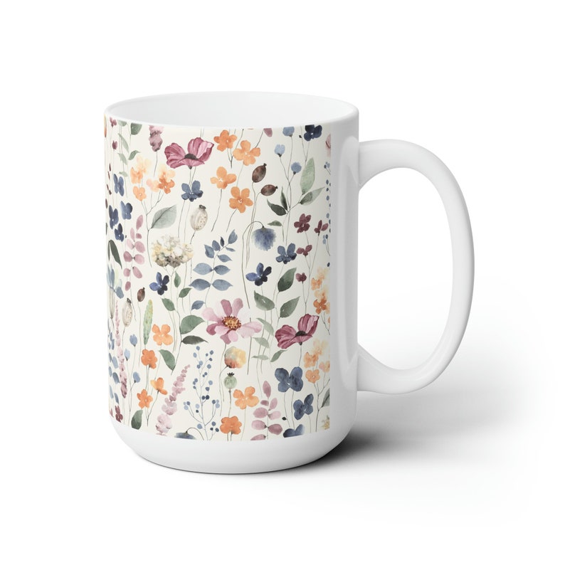 Pastel Floral Cottagecore Mug Pressed Flowers Ceramic Mug 15oz - Etsy