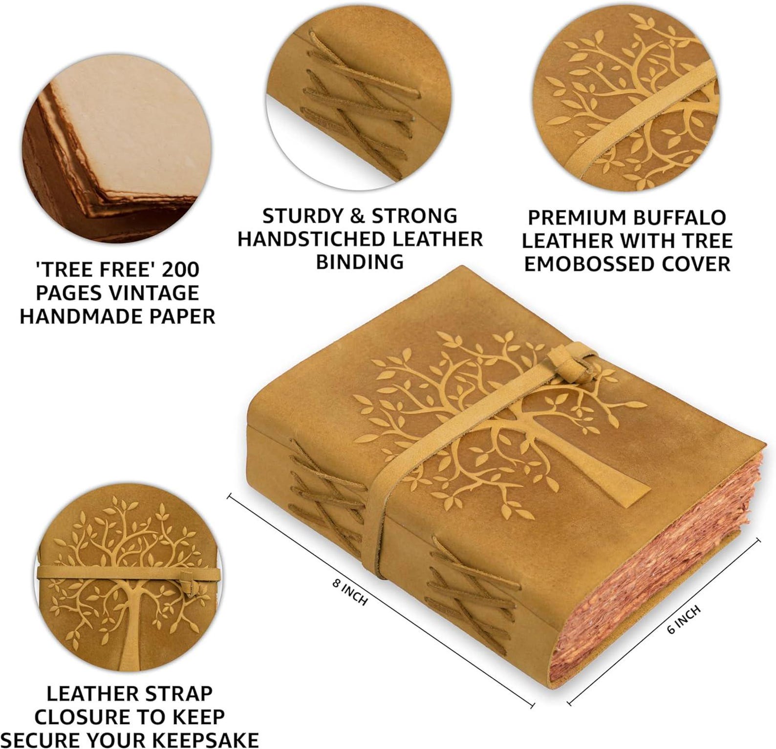 Vintage Leather Book of Shadows Tree of Life Embossed Grimoire Journal ...