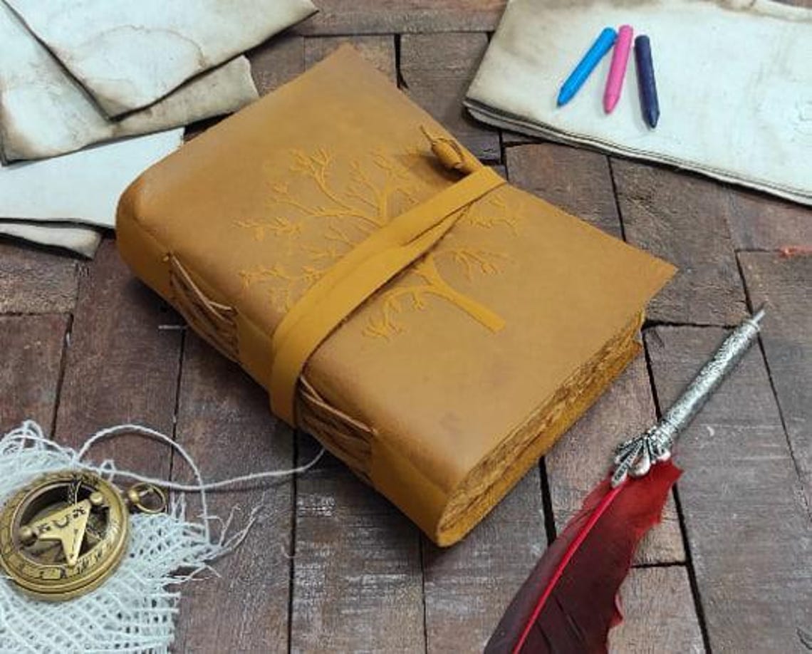 Vintage Leather Book of Shadows Tree of Life Embossed Grimoire Journal ...