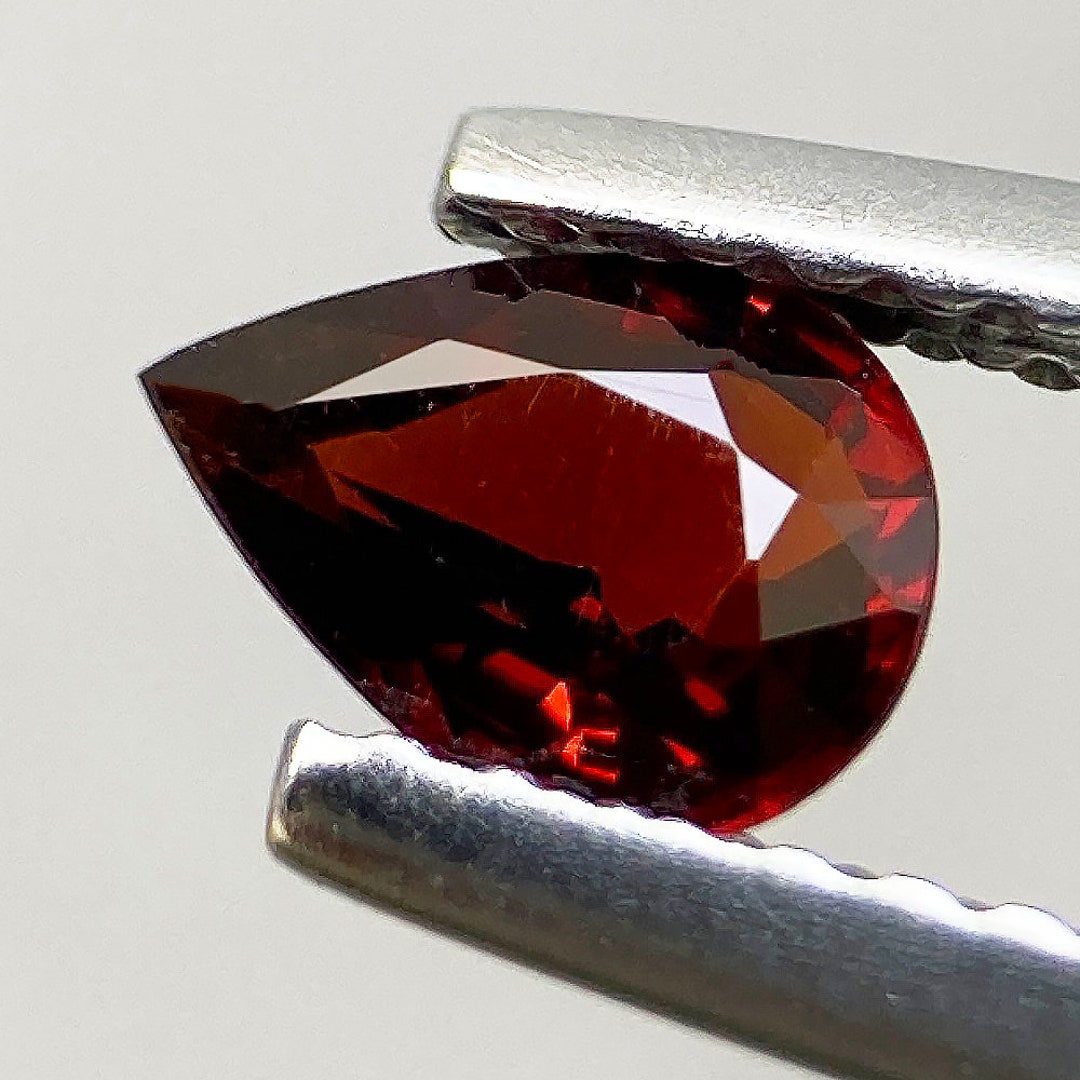 0.53ct Zircon Vivid Red Natural Faceted Pear Cut 5.9 X 4.4 MM Unheated Gemstone Fire Red Zircon ...